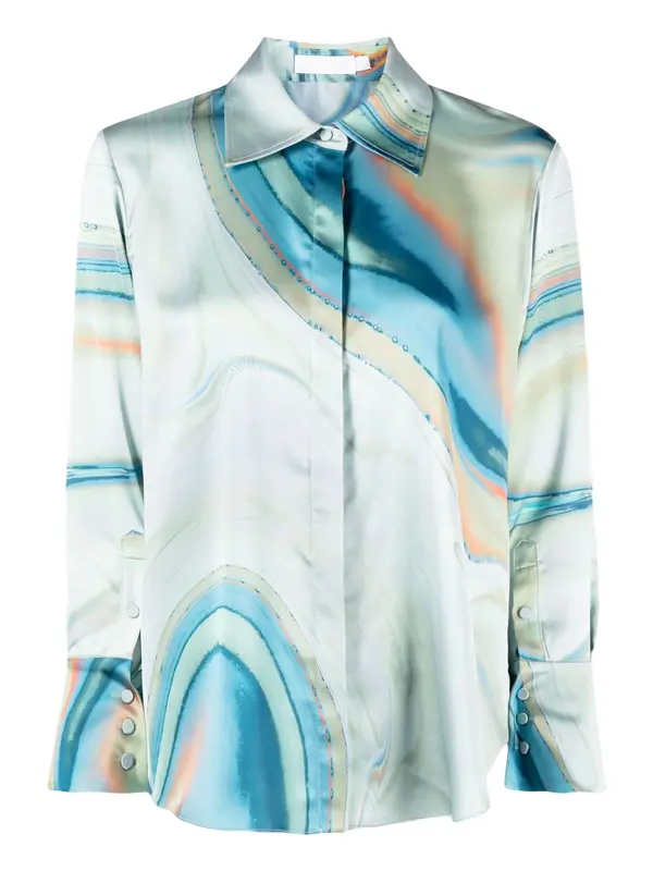 Simkhai Elika Marble-print Shirt - Green