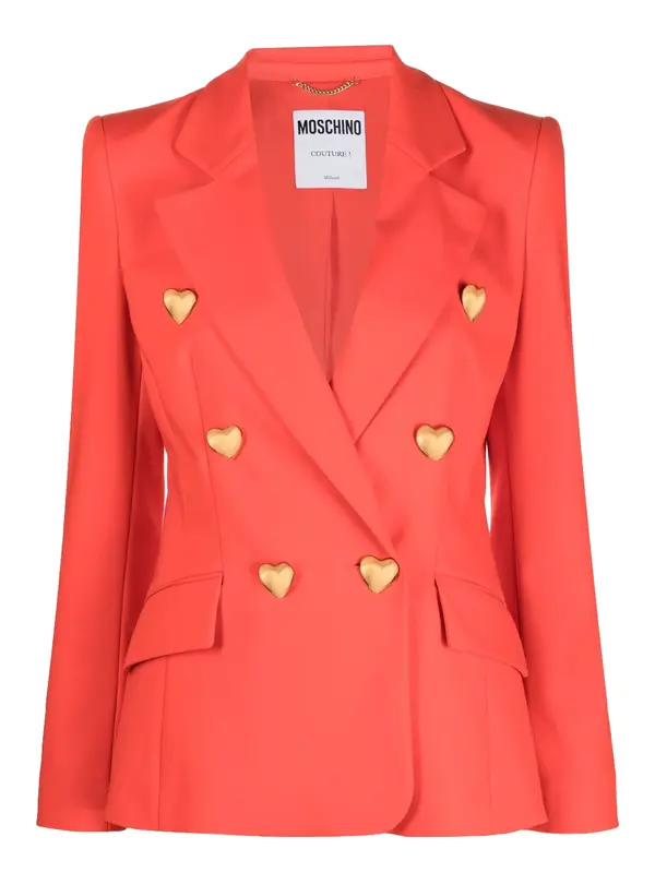 Moschino Heart-button Double-breasted Blazer - Red