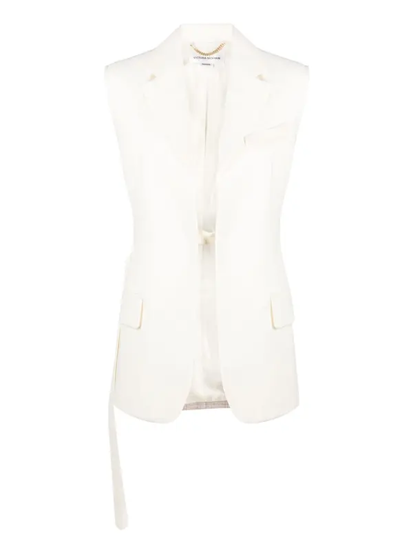 Victoria Beckham Two-tone Sleeveless Jacket - Neutrals