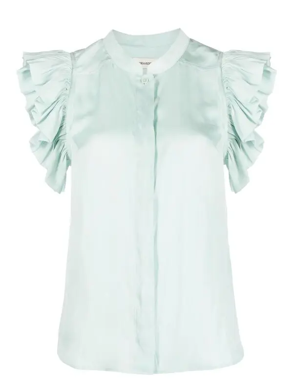 Zadig&Voltaire Recycled Polyester Blend Ruffled-sleeve Blouse - Blue