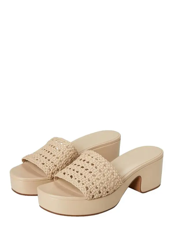 Vince Margo Woven Leather Platform Sandals - Beige