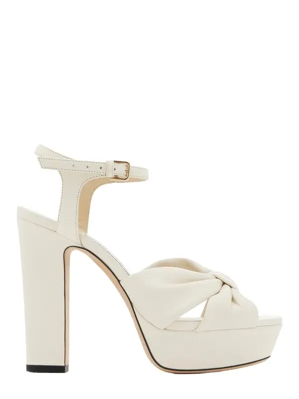 JIMMY CHOO Heloise Leather Platform Sandals - White