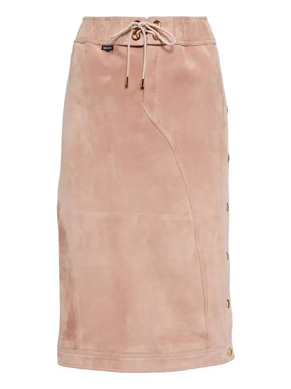 TOM FORD Plonge Leather Midi Skirt - Black