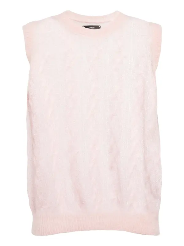 Amiri Openwork Alpaca And Mohair-blend Vest - Pink