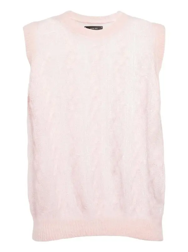 Amiri Openwork Alpaca And Mohair-blend Vest - Pink
