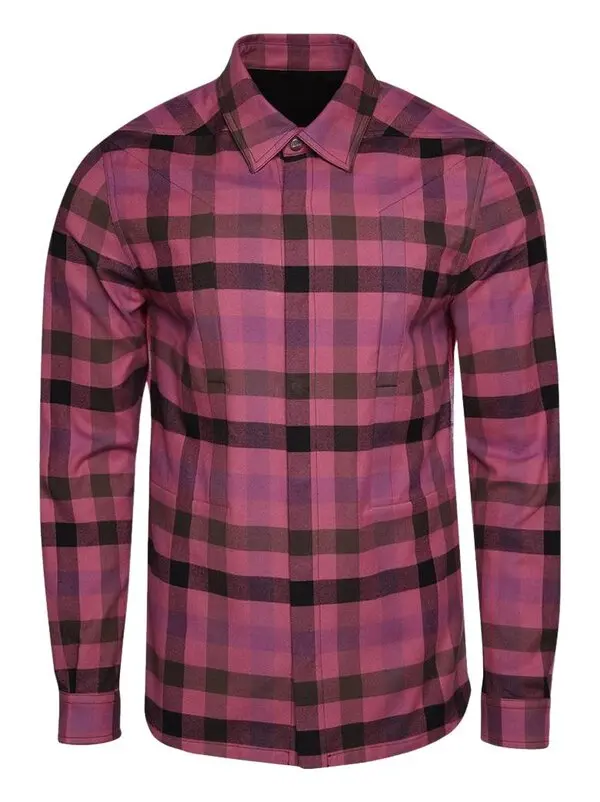 Rick Owens Fogpocket Plaid Outershirt - Hot Pink