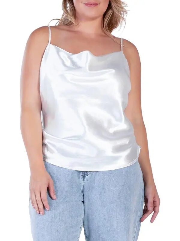 STANDARDS & PRACTICES Cowl Neck Satin Camisole - Silver
