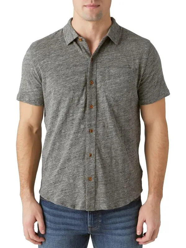 Lucky Brand Short Sleeve Button-up Shirt - Heather Grey
