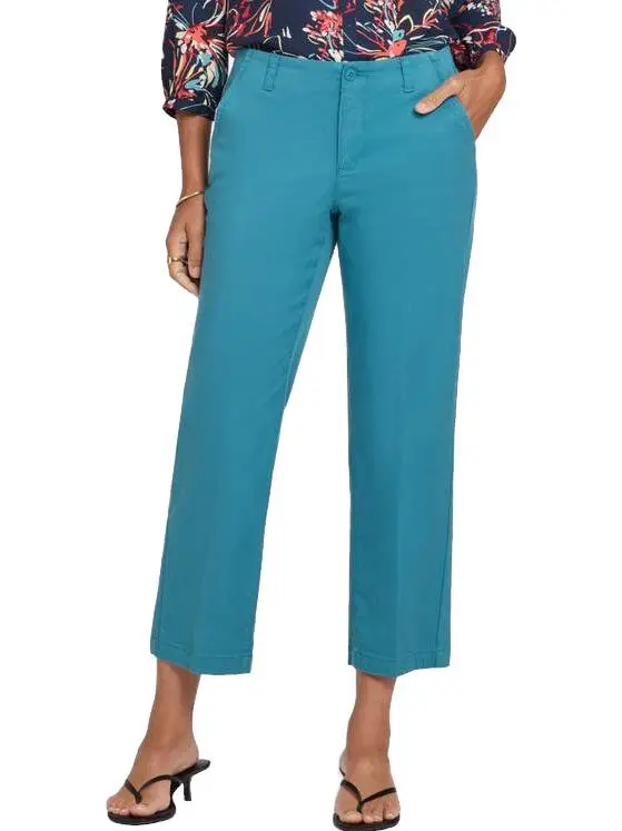 NYDJ Marilyn Ankle Straight Leg Twill Pants - Harbor Blue