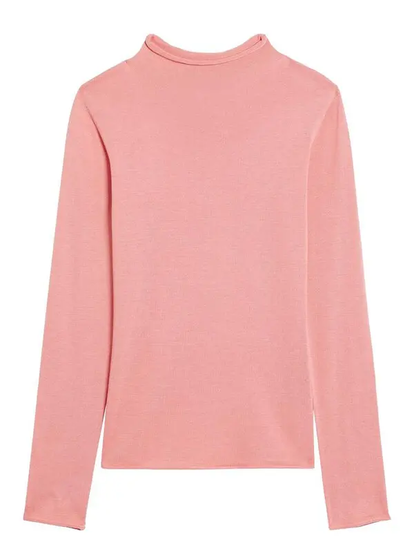 Carolina Herrera Silk And Cotton-blend Turtleneck Sweater - Bubblegum