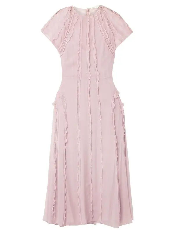 JASON WU Ruffled Silk-crepon Midi Dress - Pastel Pink