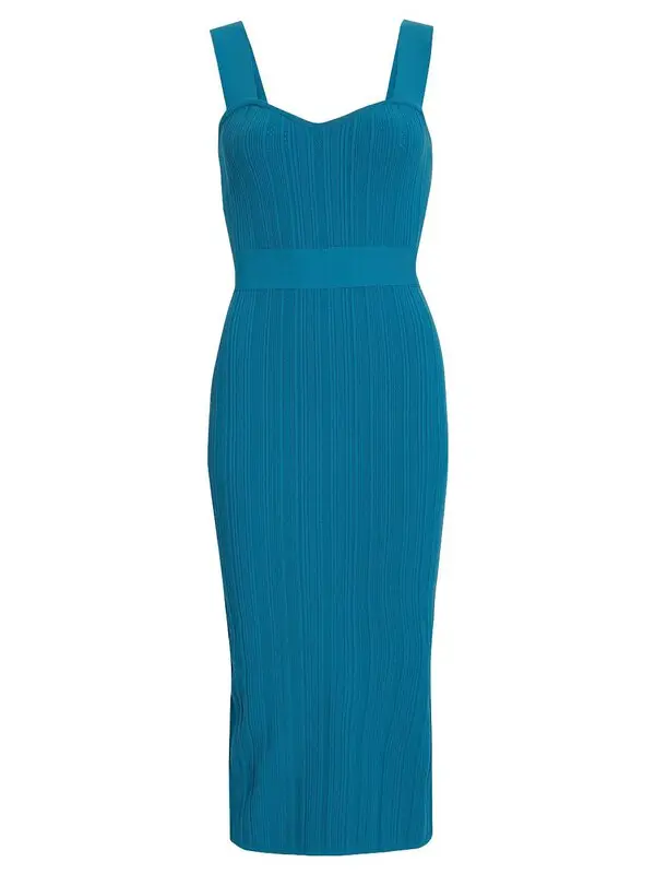 Herve Leger Pointelle-knit Midi Dress - Teal