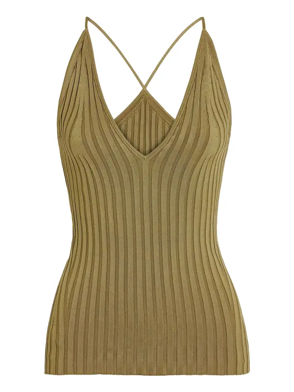 Galvan Rhea Ribbed Knit Camisole - Army Green