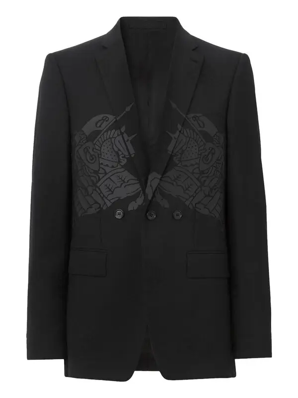 Burberry Graphic-print Wool-cotton Blazer - Black