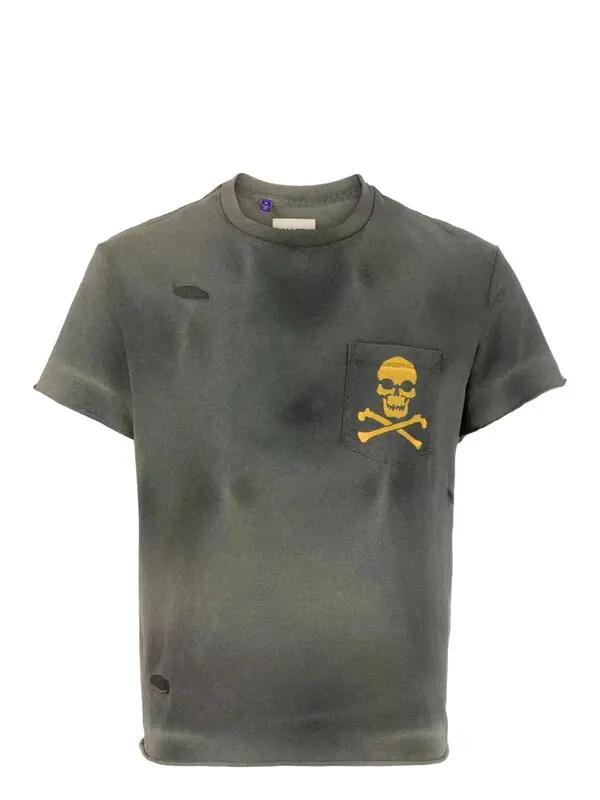GALLERY DEPT. Skull And Crossbones-print Distressed T-shirt - Black