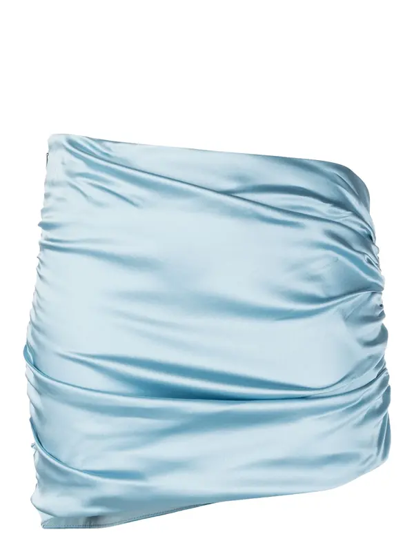 Alessandra Rich Asymmetric Ruched Mini Skirt - Blue