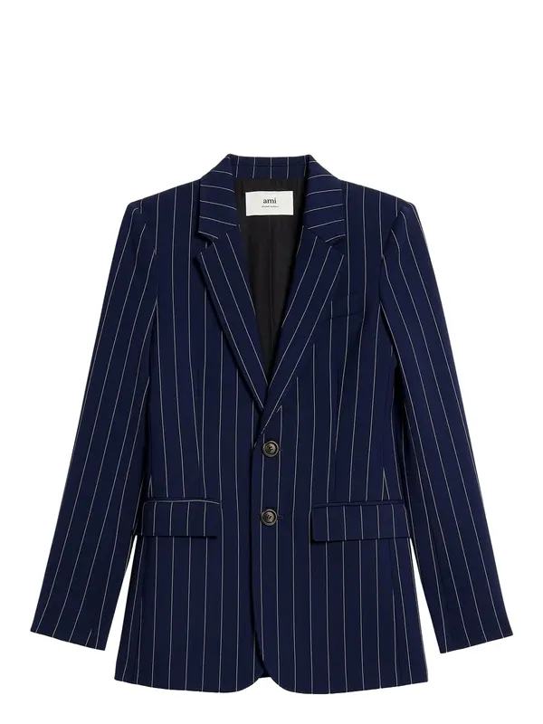 Ami Striped Single-breasted Blazer - Blue