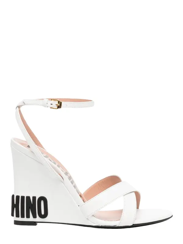 Moschino 90mm Wedge Heel Sandals - White