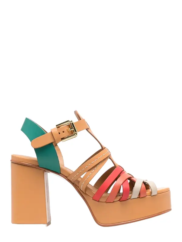 See By Chloé Peep-toe 100mm Leather Sandals - Neutrals