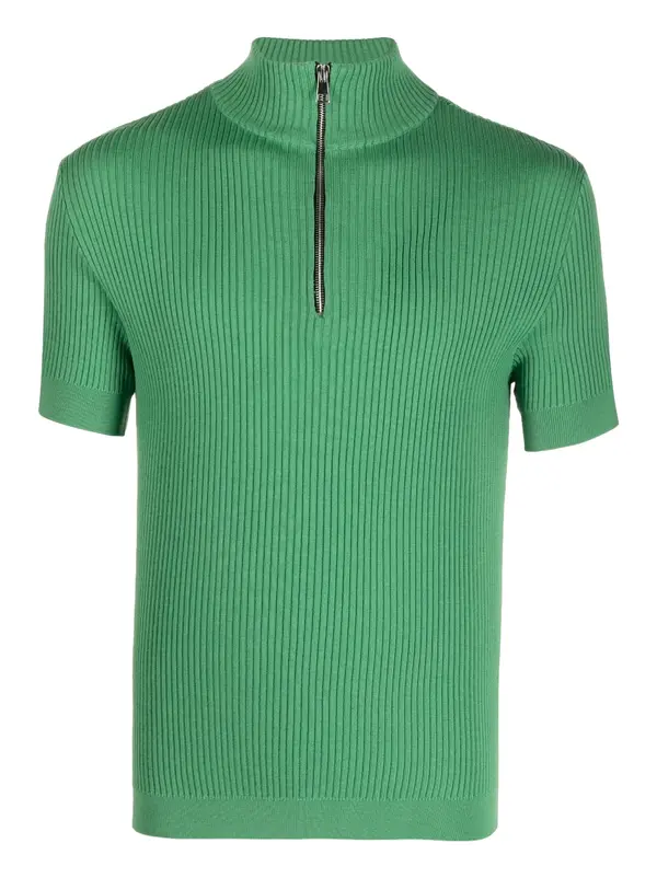WINNIE N.Y.C Ribbed-knit Short-sleeve Jumper - Green
