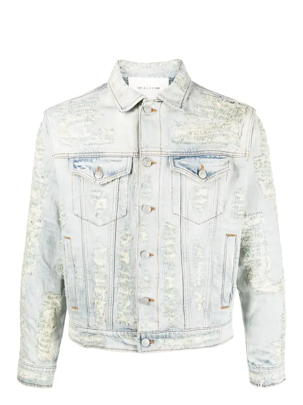 1017 Alyx 9sm Distressed Denim Trucker Jacket - Blue