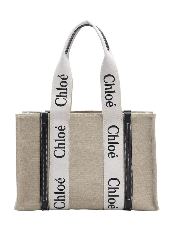 Chloé Woody Medium Tote Bag - White/navy