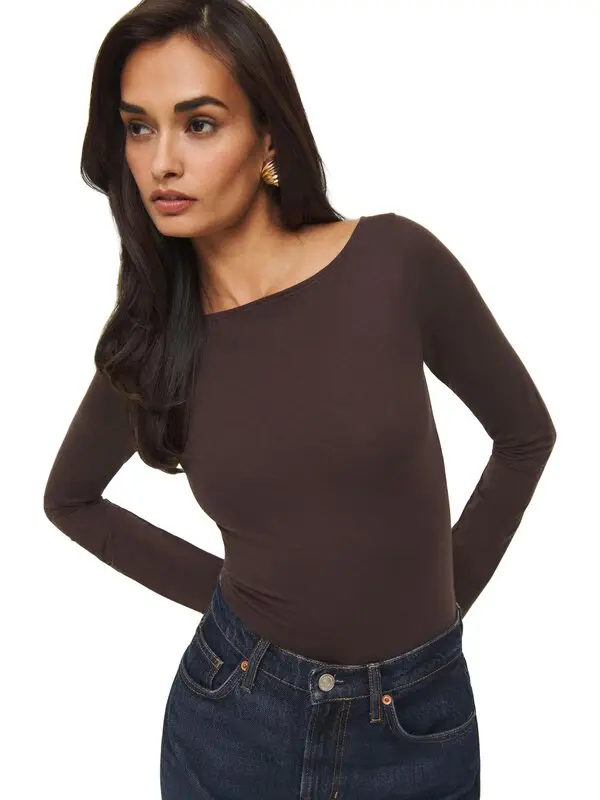 REFORMATION Wiley Knit Top - Brown