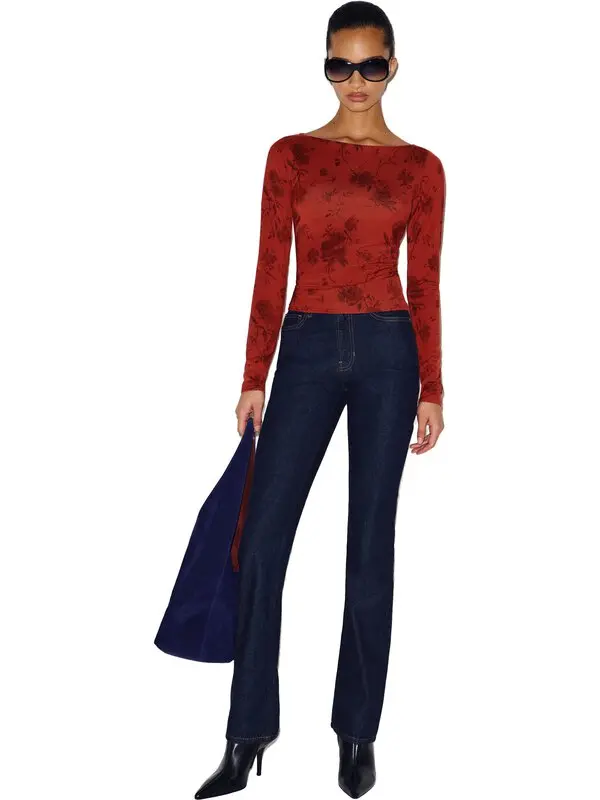 REFORMATION Wiley Knit Top - Rust Floral
