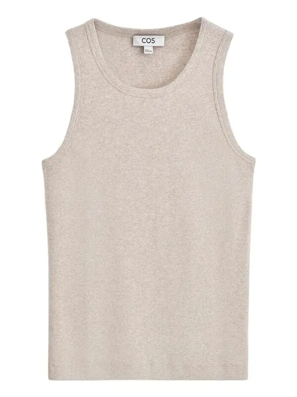 Cos Slim Ribbed Cotton Tank Top - Beige