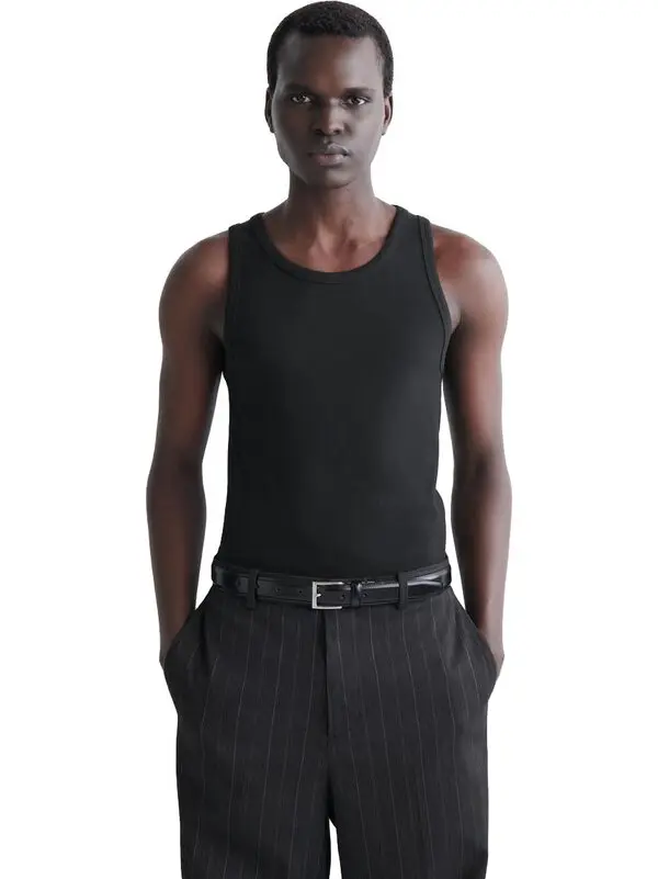 Cos Slim Ribbed Tank Top - Black