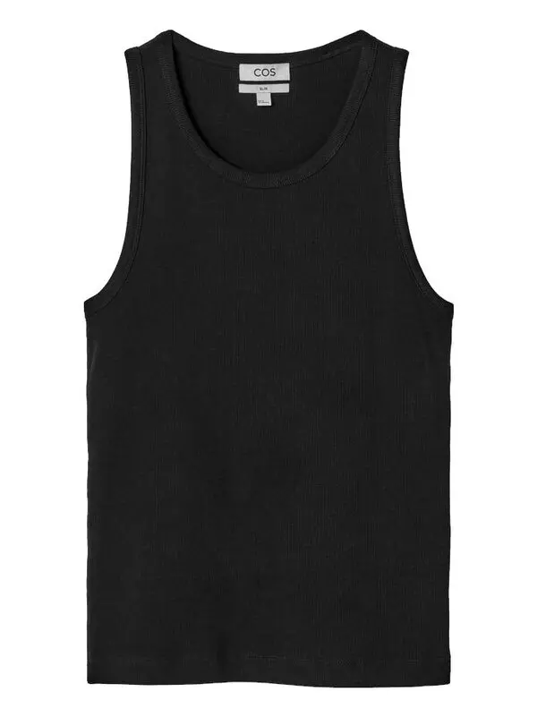 Cos Slim Ribbed Tank Top - Black