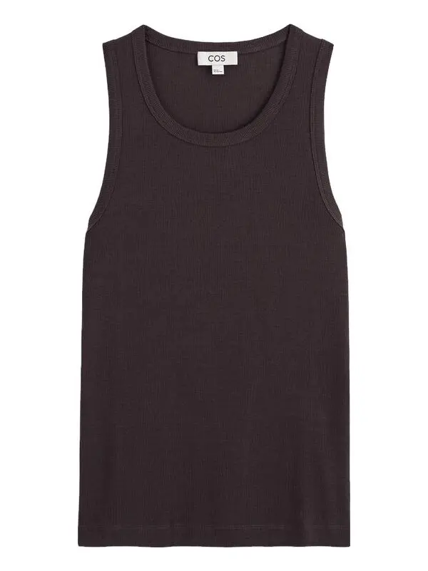 Cos Slim Ribbed Cotton Tank Top - Brown