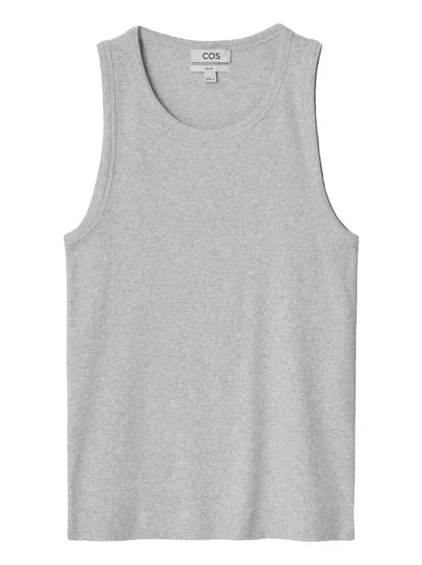 Cos Slim Ribbed Cotton Tank Top - Gray