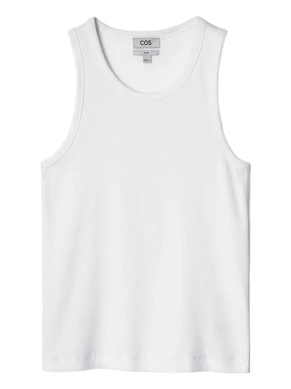 Cos Slim Ribbed Tank Top - White