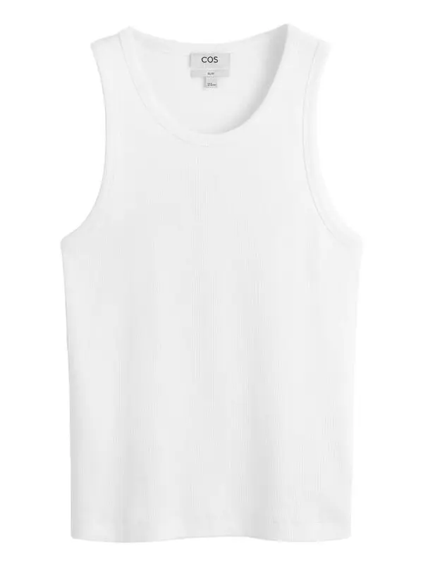 Cos Slim Ribbed Cotton Blend Tank Top - White