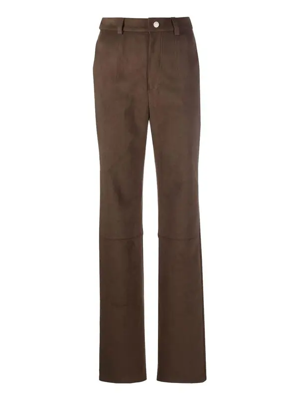 Nanushka Faux-suede Straight-leg Trousers - Brown