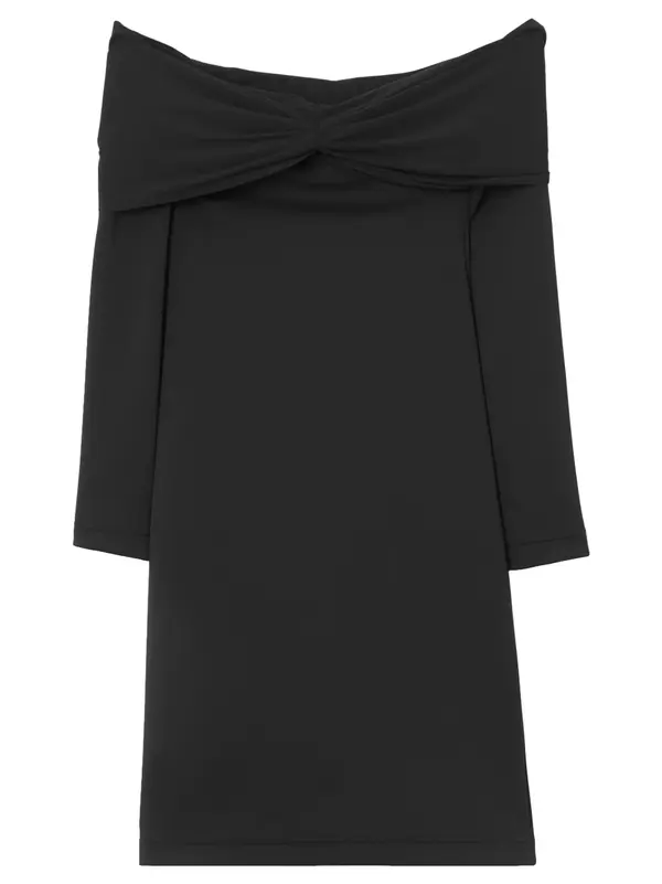 Burberry Gathered-detail Off-shoulder Midi Dress - Black