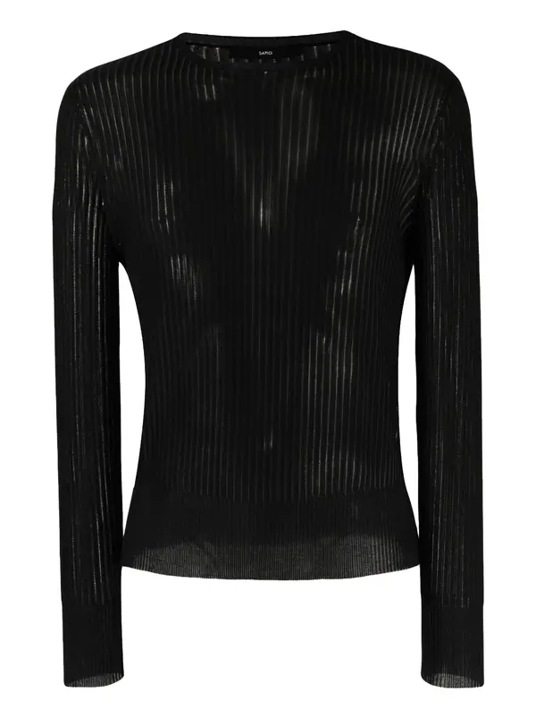 SAPIO Semi-sheer Knitted Jumper - Black