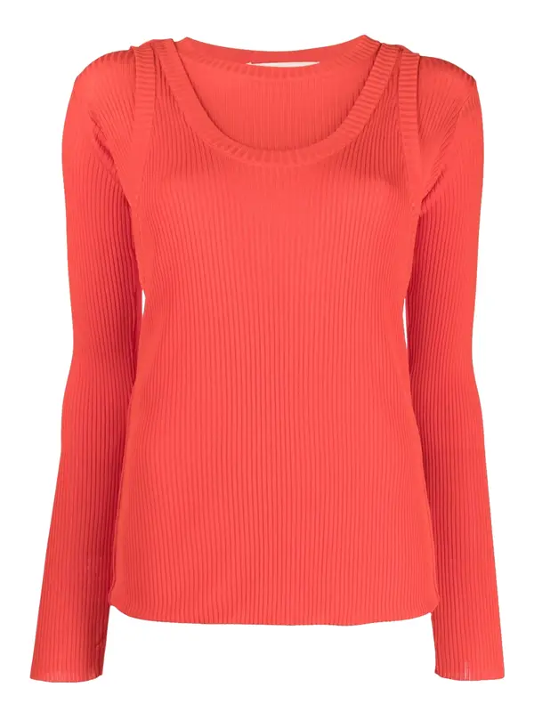 Marni Layered-effect Ribbed Knit Jumper - Red