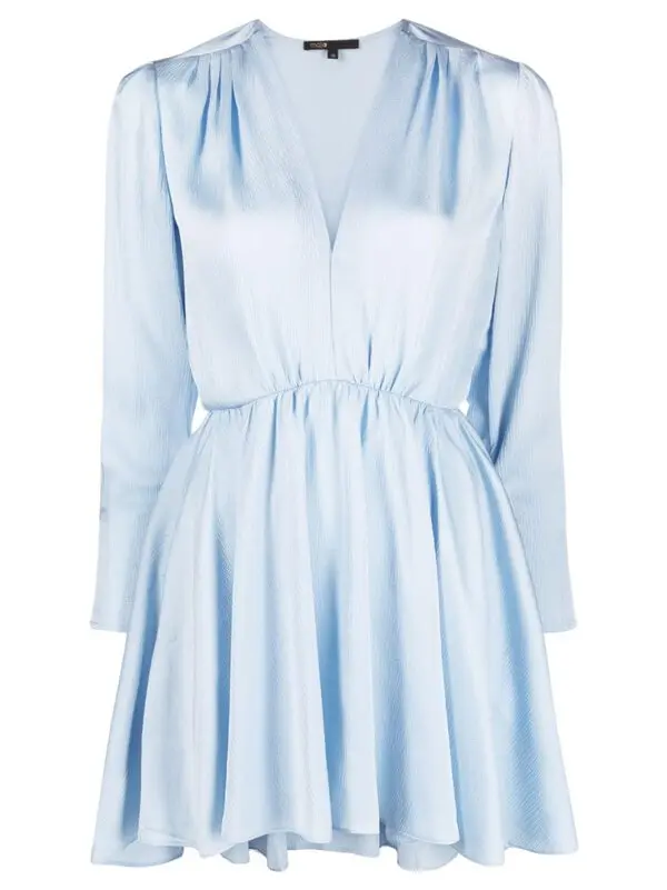 Maje Revolver Cinched V-neck Minidress - Blue