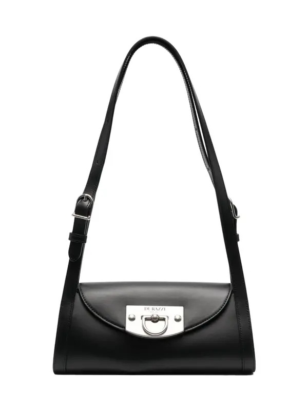 DURAZZI MILANO Flip-lock Leather Shoulder Bag - Black