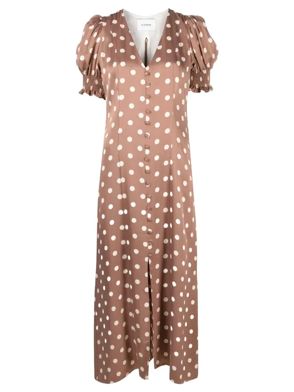 Sleeper Polka-dot Dress - Brown
