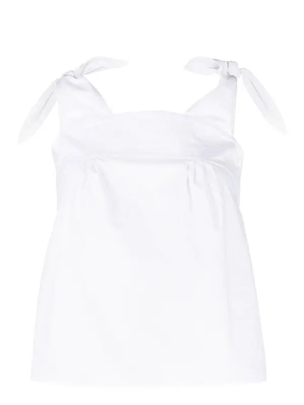 See By Chloé Organic-cotton Tie-straps Blouse - White