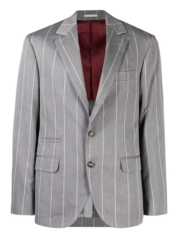 Brunello Cucinelli Striped Woven Blazer - Grey