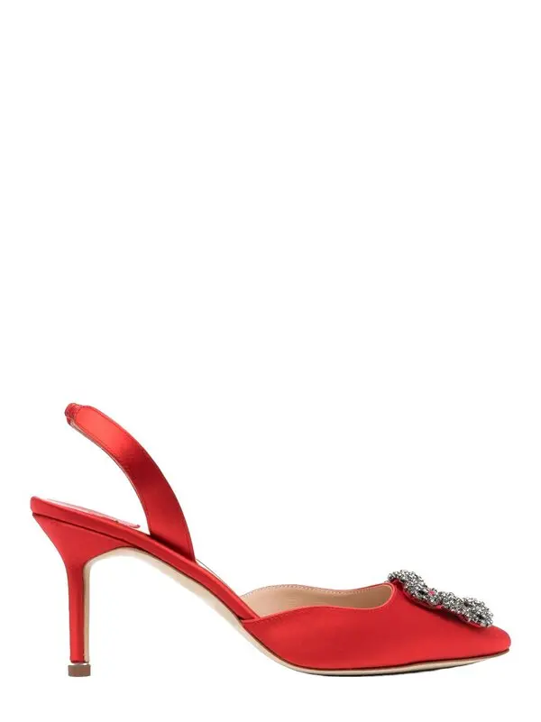 Manolo Blahnik Hangisli 85mm Leather Slingback Pumps - Red