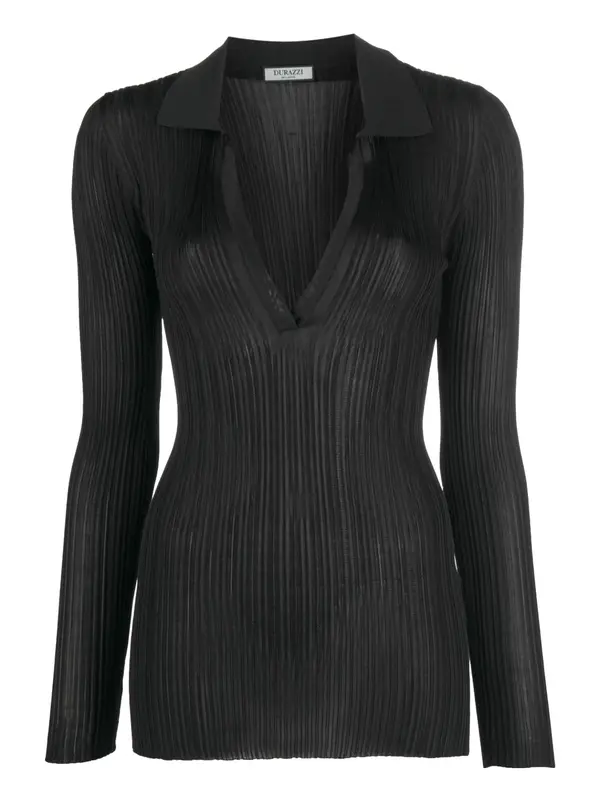 DURAZZI MILANO V-neck Knit Top - Black