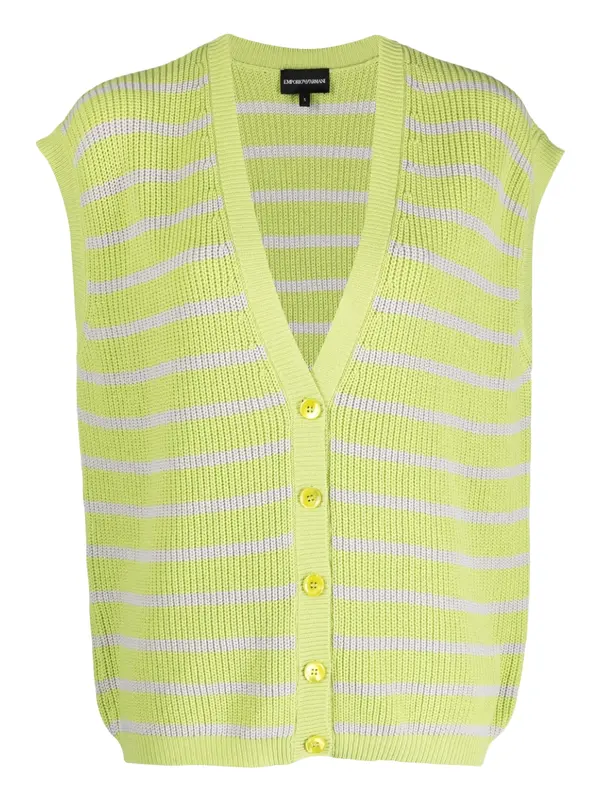 Emporio Armani Striped Knit Top - Green