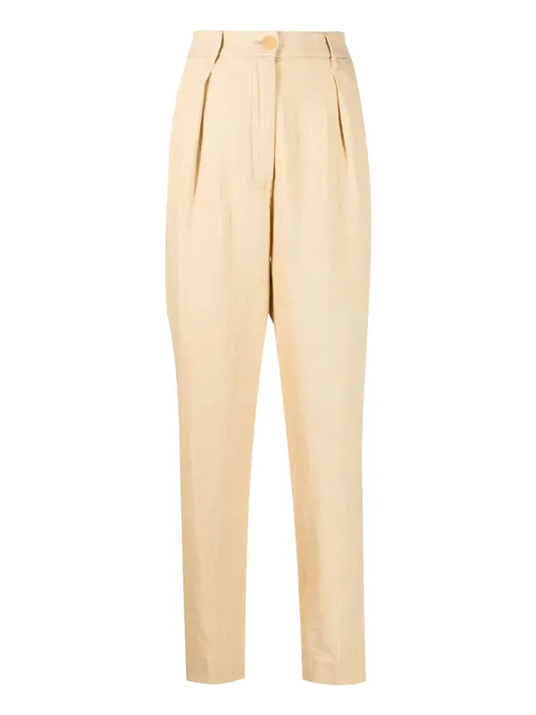 FORTE_FORTE High-waisted Linen Trousers - Gold