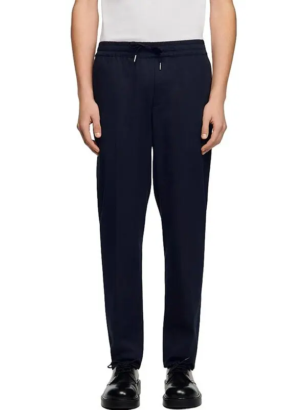 Sandro Alpha Straight-leg Drawstring Trousers - Midnight Blue