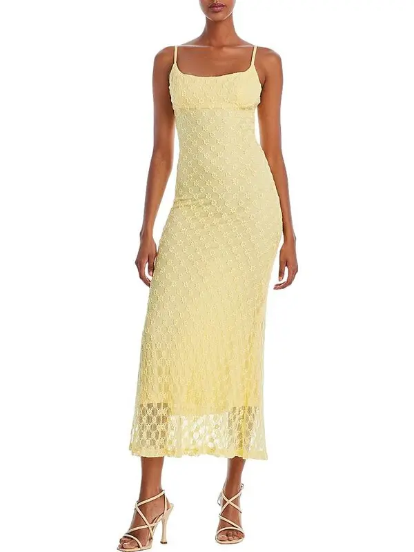 Bardot Adoni Crochet Midi Dress - Canary Yellow
